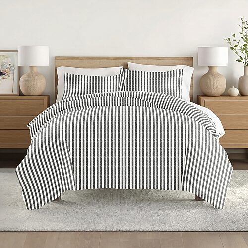 Click here for ienjoy Home Distressed Striped Pattern 3 Piece Duv... prices