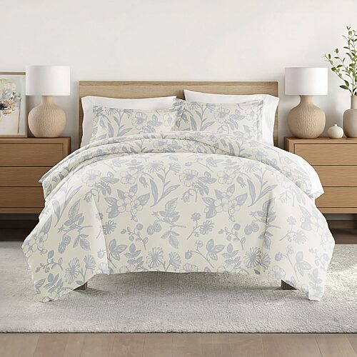 ienjoy Home Lucid Dreams Patterned Duvet Cover Set  Full/Queen - Blue Garden