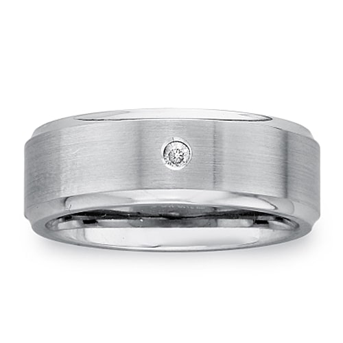 Click here for Mens 8mm Diamond-Accent Cobalt Wedding Band  8 1/2 prices