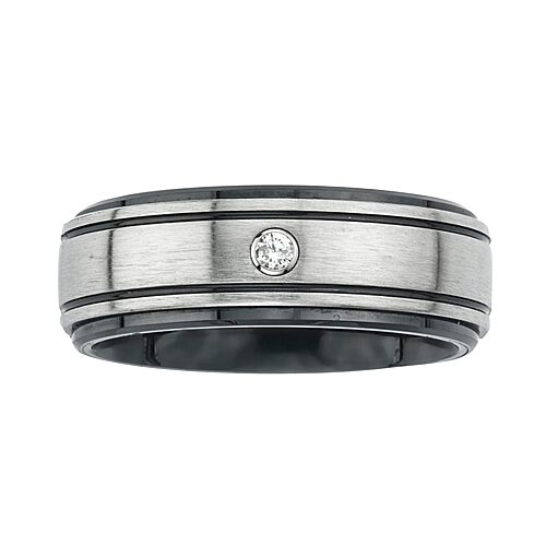 Click here for Mens Diamond-Accent Stainless Steel & Ceramic Wedd... prices