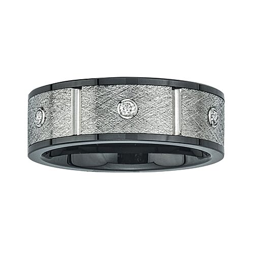 Click here for Mens 8mm 1/5 CT.T.W. Natural Diamond Stainless Ste... prices