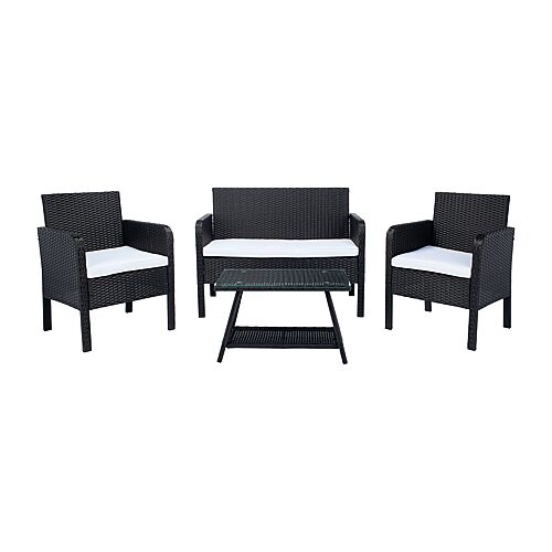 Click here for Aboka 4PC Outdoor Living Set - Black/beige prices
