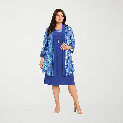 Click here for R & M Richards Womens Plus Floral Jacket Dress Wit... prices