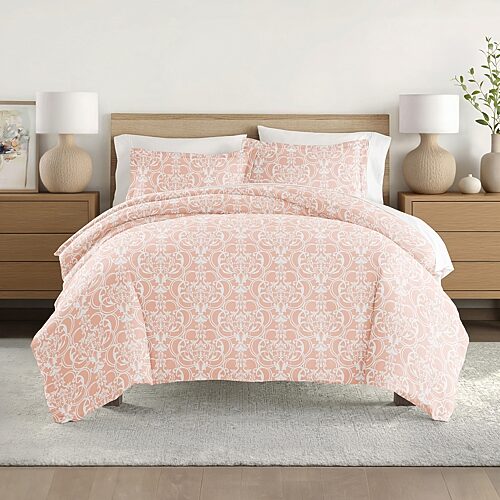 ienjoy Home Ultra Soft Reversible 2-Pc. Duvet Cover Set  Twin/Twin Xl - Romantic Damask Pink