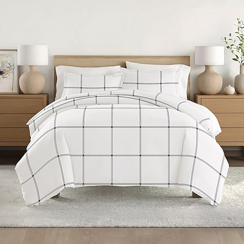 Click here for Casual Comfort Grid Patterned Duvet Cover Set  One... prices