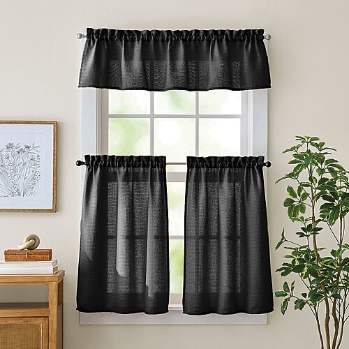 Click here for CURTIANWORKS Eldridge Waffle 3-pc. Rod Pocket Kitc... prices