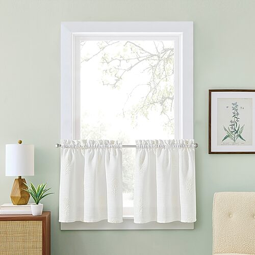 Click here for CURTIANWORKS Grace Floral 2-pc. Rod Pocket Window... prices