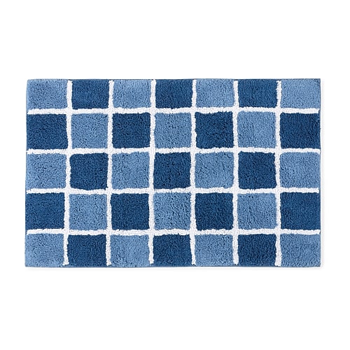 Click here for Home Expressions Blue Grid Bath Rug  One Size  Blu... prices