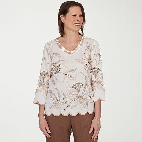 Click here for Alfred Dunner Spice Market Womens V Neck 3/4 Sleev... prices