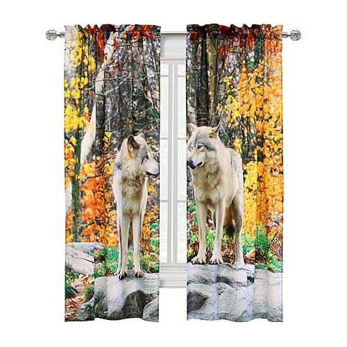 Click here for Habitat Scenic Wolves Rod Pocket Light-Filtering S... prices