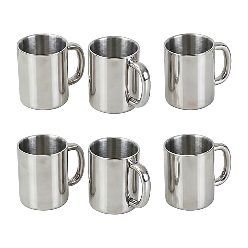 BergHOFF 18/10 Stainless Steel 6-pc. Coffee Mug Set  One Size  Silver