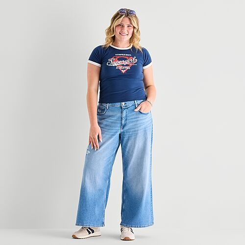 Click here for Arizona Curvy Womens Juniors Plus Low Rise Baggy F... prices