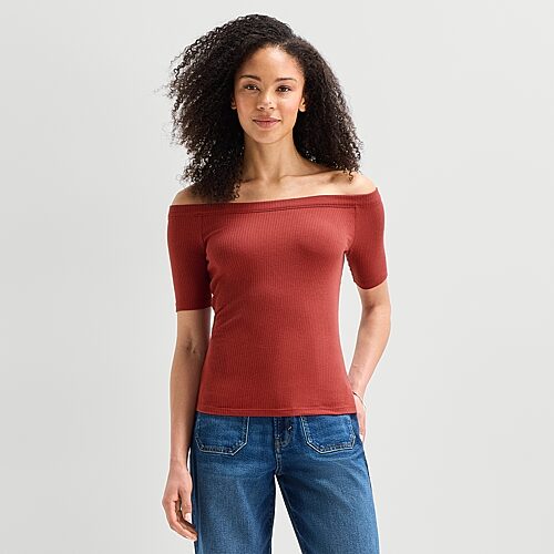 Click here for A.N.A Ribbed Off The Shoulder Womens Straight Neck... prices