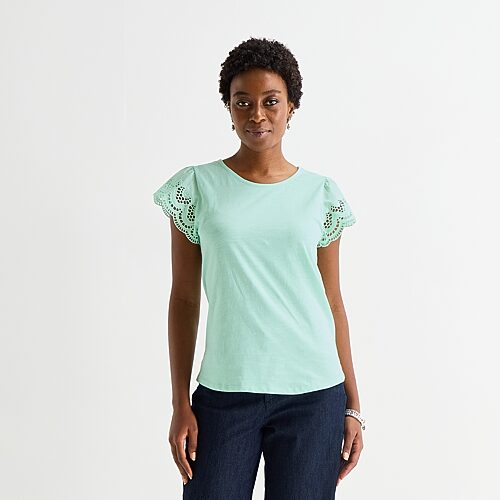 Click here for St. Johns Bay Womens Crew Neck Short Sleeve Blouse... prices