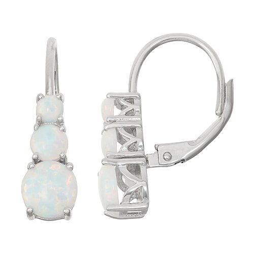 Click here for Lab-Created Opal Sterling Silver Leverback Earring... prices