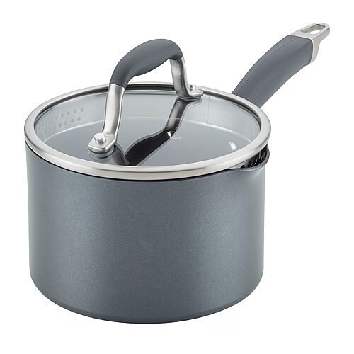 Anolon Advanced Home Hard-Anodized Nonstick Straining Saucepan  2-Quart - Moonstone
