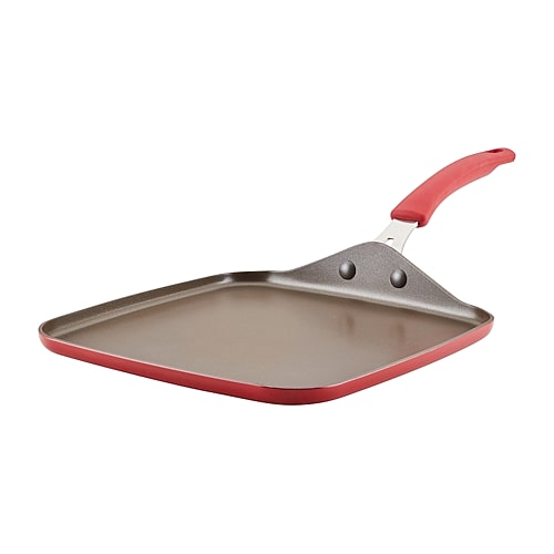 Cook + Create Aluminum 11-Inch Nonstick Griddle Pan  Gray - Red