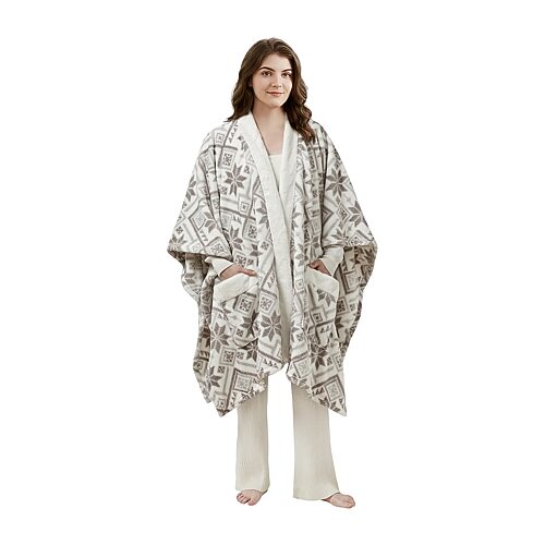 Click here for True North Plush Throw Wrap  One Size  Gray prices
