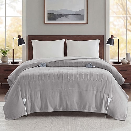 Click here for Beautyrest Heated Plush Blanket  One Size  Gray prices