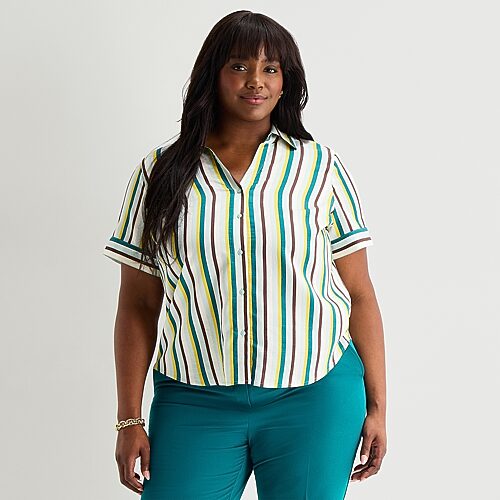 Click here for Worthington Womens Plus Cuffed Short Sleeve Slim F... prices