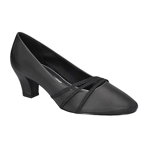 Easy Street Womens Cristiny Slip-On Pumps - Black Satin