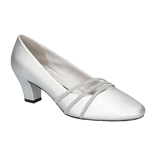 Easy Street Womens Cristiny Slip-On Pumps - Silver Satin