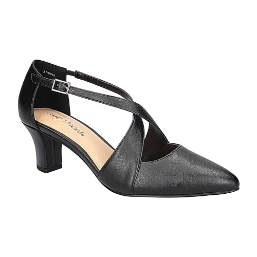 Easy Street Womens Elegance Cross Strap Front Pumps - Black