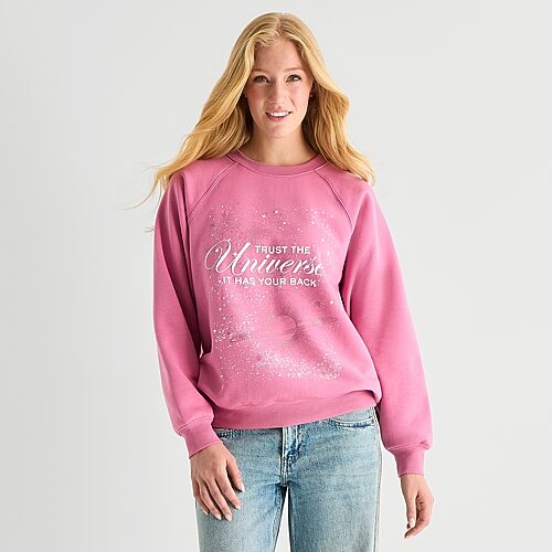 Click here for Trust The Universe Fleece Womens Juniors Crew Neck... prices