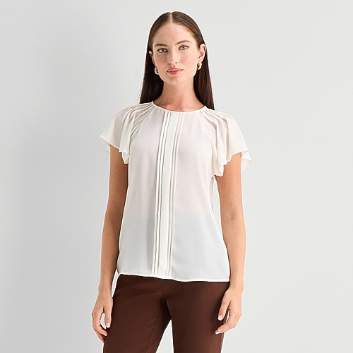 Click here for Worthington Womens Petite Round Neck Short Sleeve... prices