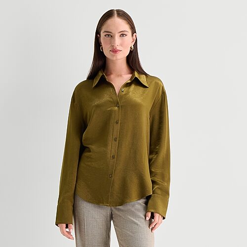 Click here for Worthington Womens Y Neck Long Sleeve Relaxed Fit... prices
