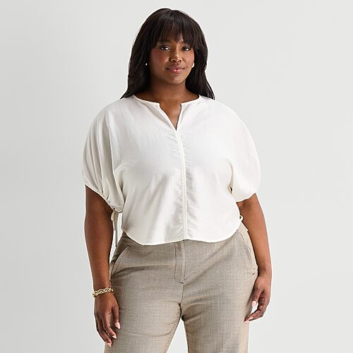 Click here for Worthington Womens Plus Split Crew Neck Elbow Slee... prices