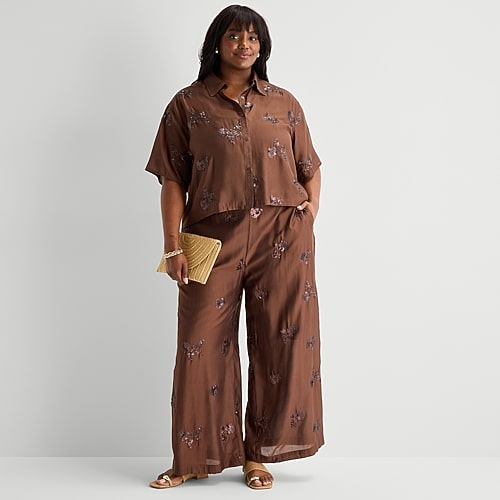 Click here for Worthington Womens Plus Wide Leg High Rise Pull-On... prices