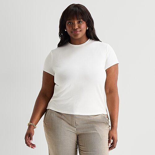 Click here for Worthington Womens Plus Crew Neck Short Sleeve T-S... prices