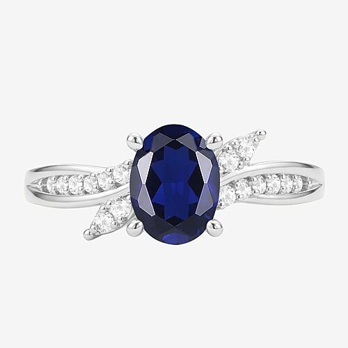 Click here for Lab Created Gemstone Sterling Silver Oval Side Sto... prices