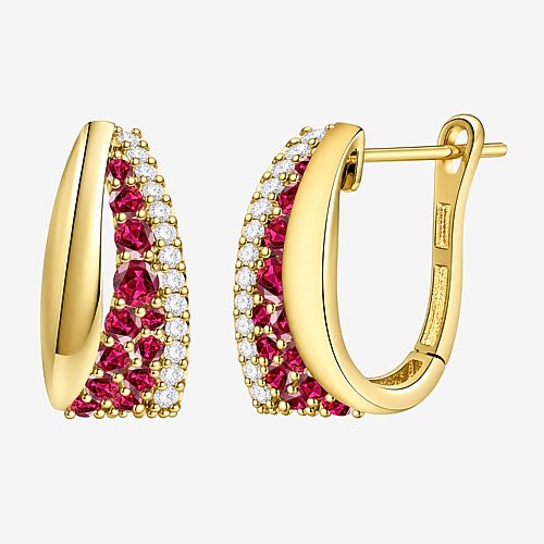 Click here for Lab Created Gemstone Sterling Silver 14mm Hoop Ear... prices