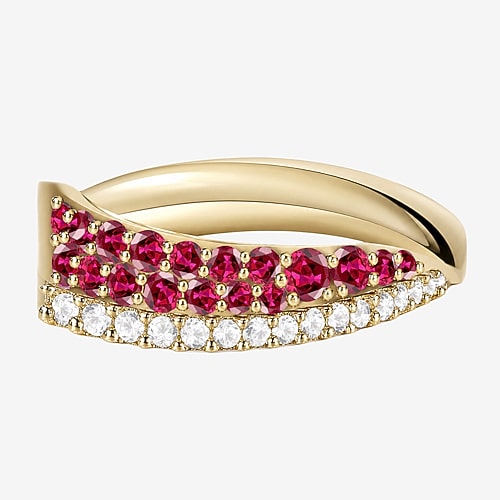 Click here for Lab Created Gemstone Sterling Silver Band  7  Red prices