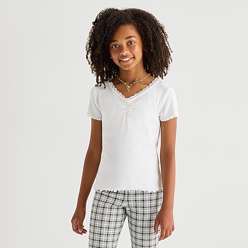 Click here for Thereabouts Little & Big Kid Girls V Neck Short Sl... prices