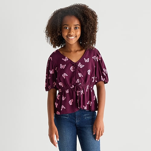 Click here for Thereabouts Little & Big Kid Girls V Neck Short Sl... prices