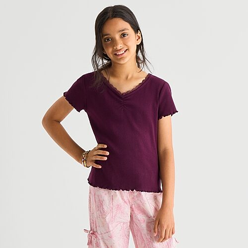 Click here for Thereabouts Little & Big Kid Girls V Neck Short Sl... prices