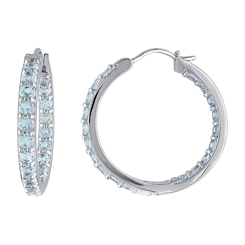Click here for Genuine Aquamarine Sterling Silver Inside-Out Hoop... prices