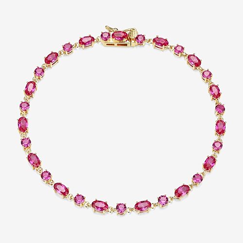 Click here for Womens Lab Created Red Ruby 18K Gold Over Silver O... prices
