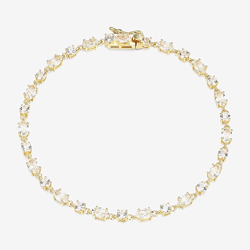 Click here for Womens Lab Created White Sapphire 18K Gold Over Si... prices
