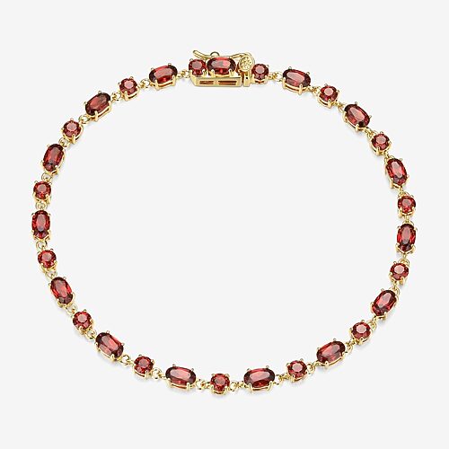 Click here for Womens Genuine Red Garnet 18K Gold Over Silver Ova... prices