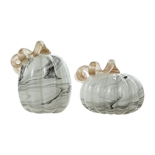 Click here for Glitzhome Gray Marble Glass Pumpkin 2-pc. Thanksgi... prices