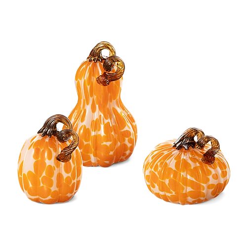 Click here for Glitzhome Orange Glass Pumpkin And Gourd 3-pc. Tha... prices
