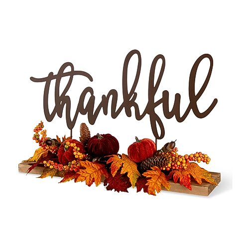 Click here for Glitzhome Harvest Metal Sign Floral Christmas Tabl... prices