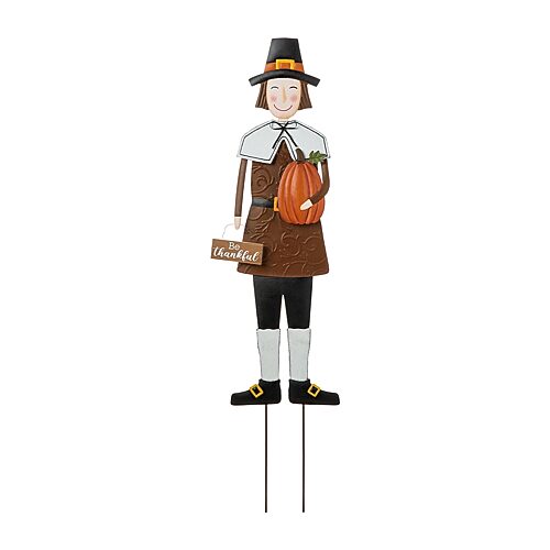 Click here for Glitzhome Metal Harvest Pilgrim Boy Thanksgiving Y... prices