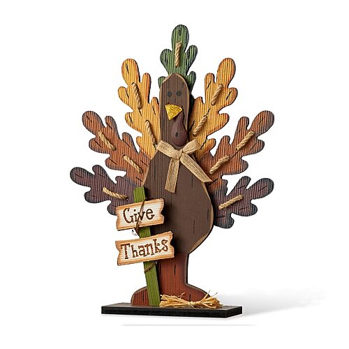 Click here for Glitzhome Burlap/Wooden Turkey Thanksgiving Tablet... prices