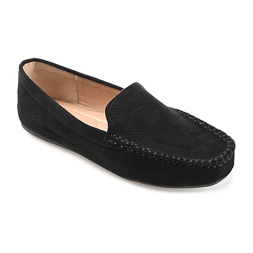 Journee Collection Womens Halsey Perforated Loafers - Black