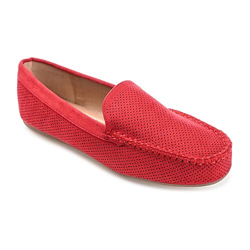 Journee Collection Womens Halsey Perforated Loafers - Red